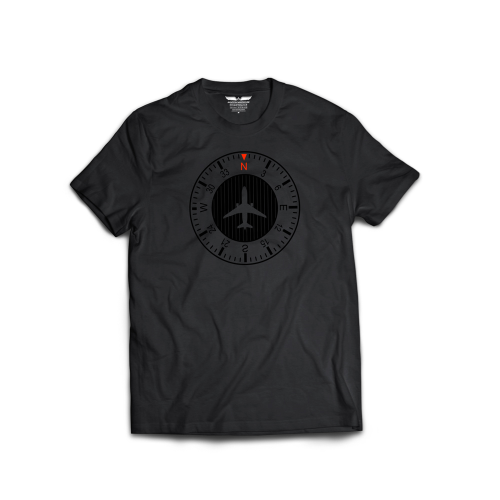 T-Shirt Black Compass - Aviation Warehouse